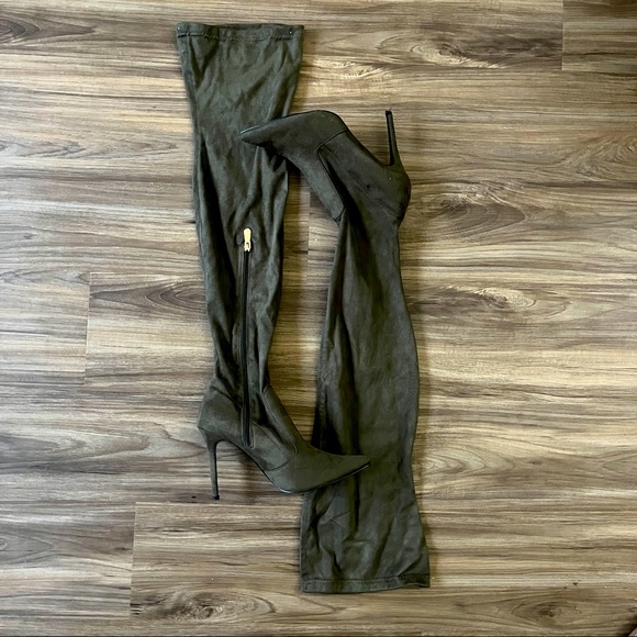 GoJane | Shoes | Olive Green Long Thigh High Boots | Poshmark